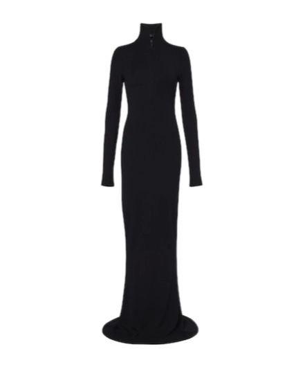 MUGLER Turtleneck Wool-blend Jersey Maxi Dress