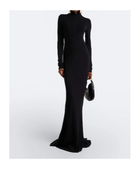 MUGLER Turtleneck Wool-blend Jersey Maxi Dress
