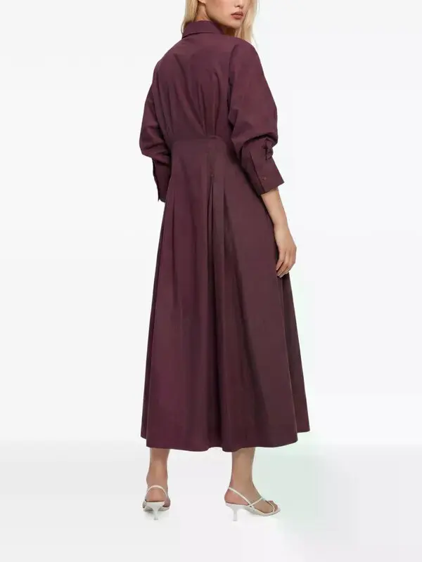 Simkhai Pleated-waist Midi Shirt Dress - Purple