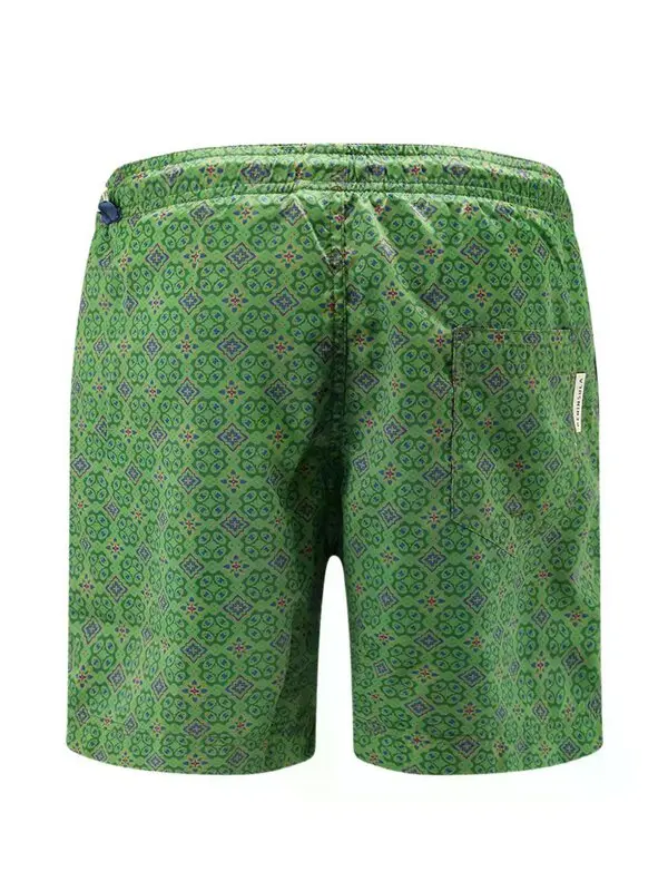 PENINSULA SWIMWEAR Geometric Print Swim Shorts With Drawstring Waistband - Green