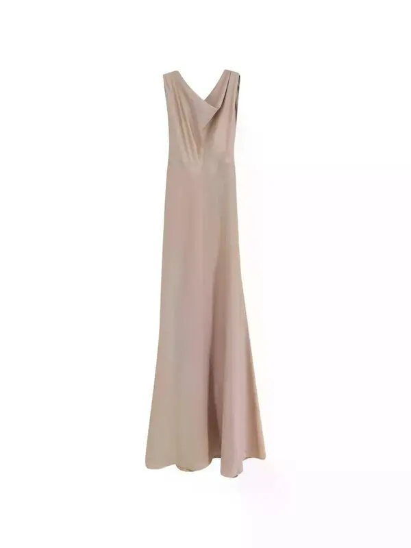 ACTUALEE Satin Waistband Sleeveless Maxi Dress