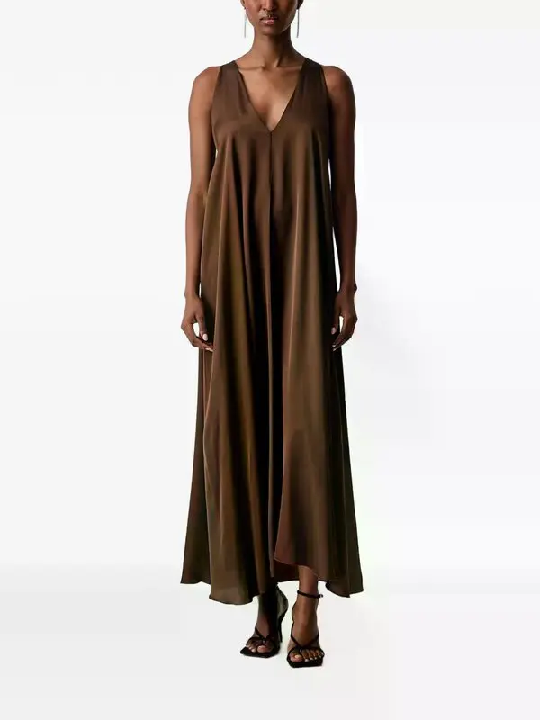 HAVEONE V-neck Sleeveless Maxi Dress - Brown