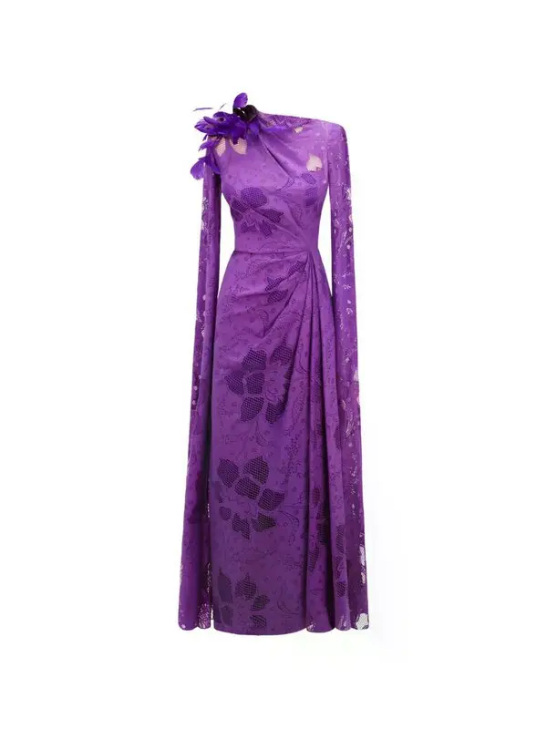 GEMY MAALOUF Flower-lace Midi Dress - Purple