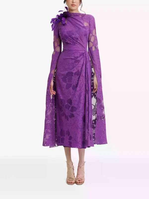GEMY MAALOUF Flower Detail Lace Midi Dress