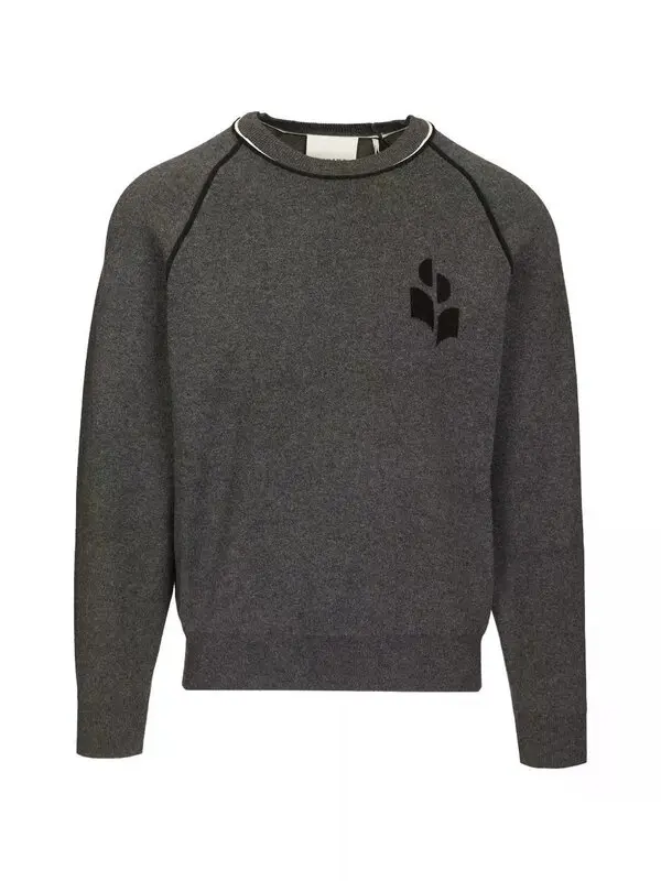 MARANT Logo-embroidered Raglan-sleeve Sweater - Grey