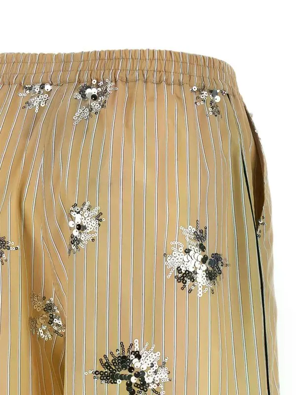 LE TWINS Sequin-embellished Striped Shorts