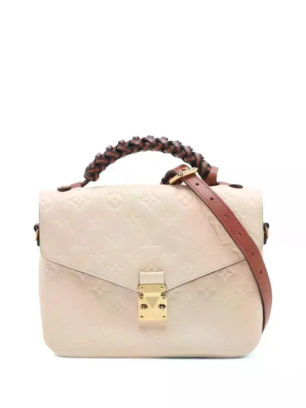 LOUIS VUITTON 2019 Monogram Empreinte Braided Pochette Metis Satchel - White