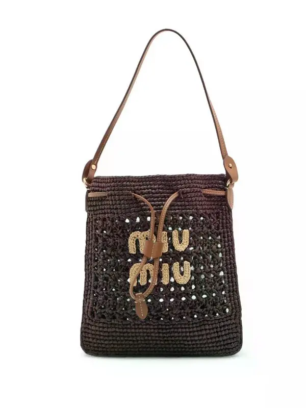 Miu Miu 2010-2026 Mini Raffia Logo Handbag