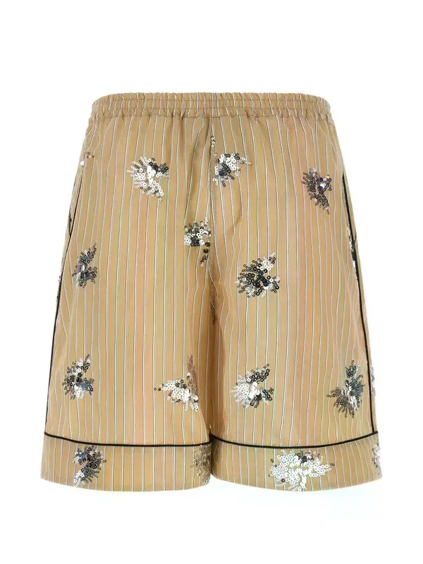 LE TWINS Sequin-embellished Striped Shorts