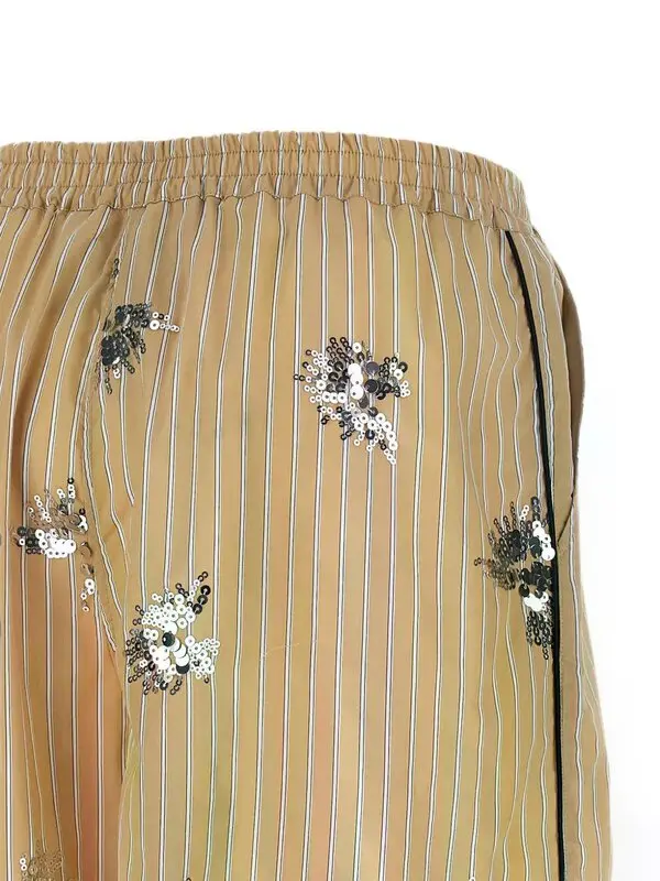 LE TWINS Sequin-embellished Striped Shorts
