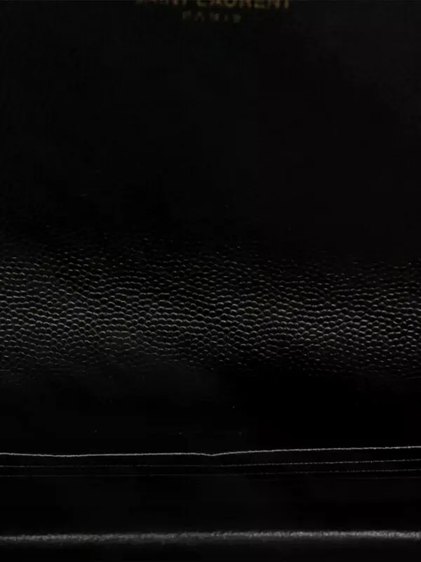 Saint Laurent Grain De Poudre Chevron Cassandre Envelope Chain Wallet Crossbody Bag - Black
