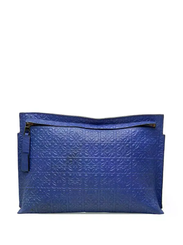 Loewe 2015 Embossed Anagram Leather Repeat T Clutch Bag