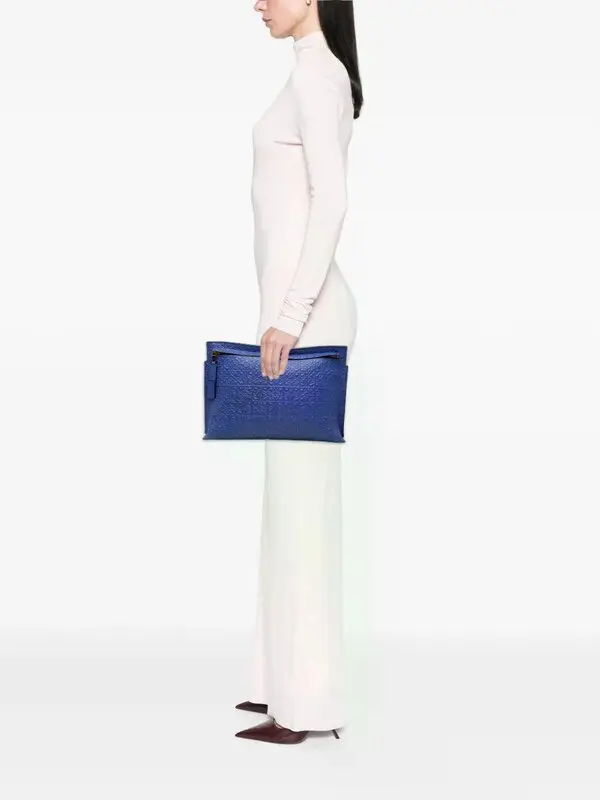 Loewe 2015 Embossed Anagram Leather Repeat T Clutch Bag