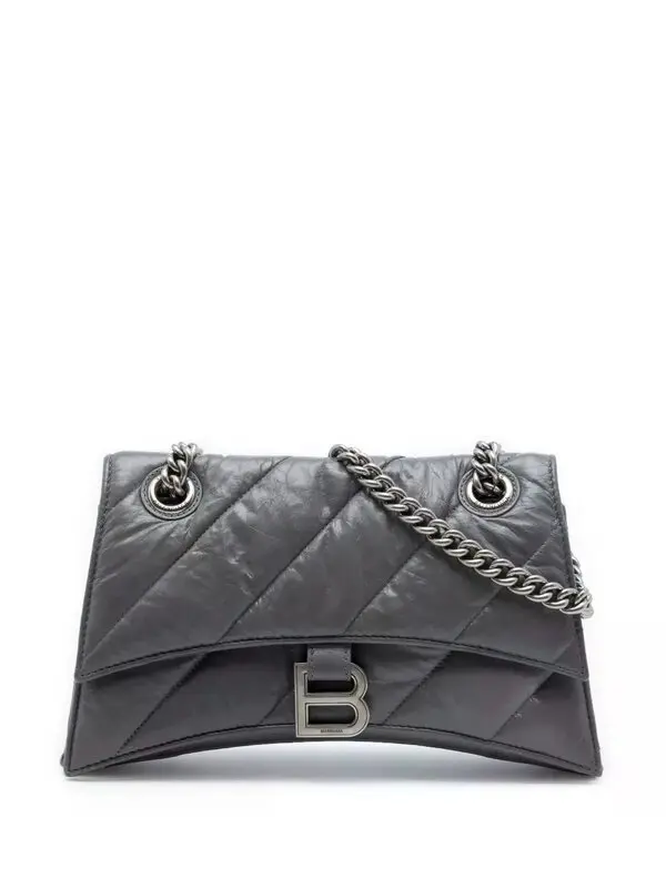 Balenciaga 2010 Small Metallic Calfskin Crush Chain Shoulder Bag - Grey