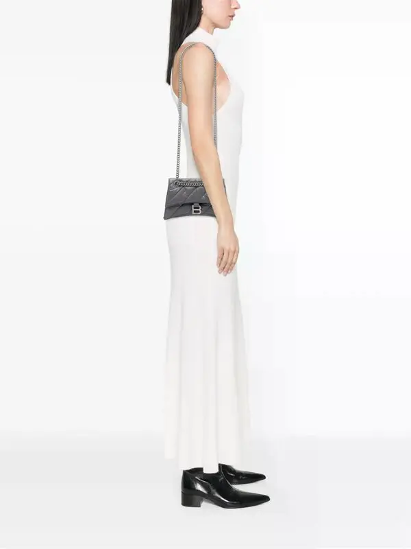 Balenciaga 2010 Small Metallic Calfskin Crush Chain Shoulder Bag - Grey
