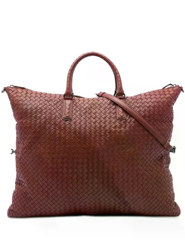 Bottega Veneta 2012-2026 Maxi Nappa Intrecciato Convertible Tote Travel Bag - Red