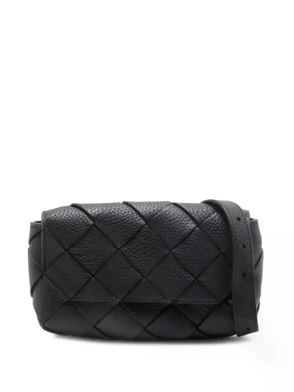Bottega Veneta 2012-2026 Grained Calfskin Intreccio Diago Belt Bag - Black