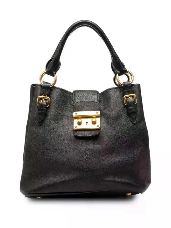 Miu Miu 2010-2026 Goatskin Madras Satchel - Black