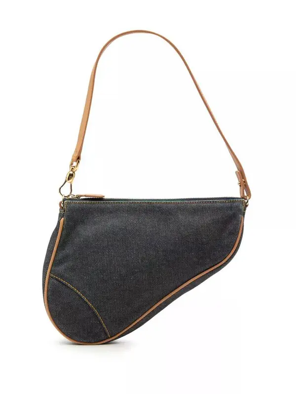 Dior 2001 Mini Denim Saddle Pochette Shoulder Bag - Blue