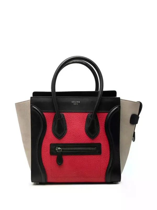 Celine 2017 Micro Tricolor Leather Luggage Tote Bag - Black