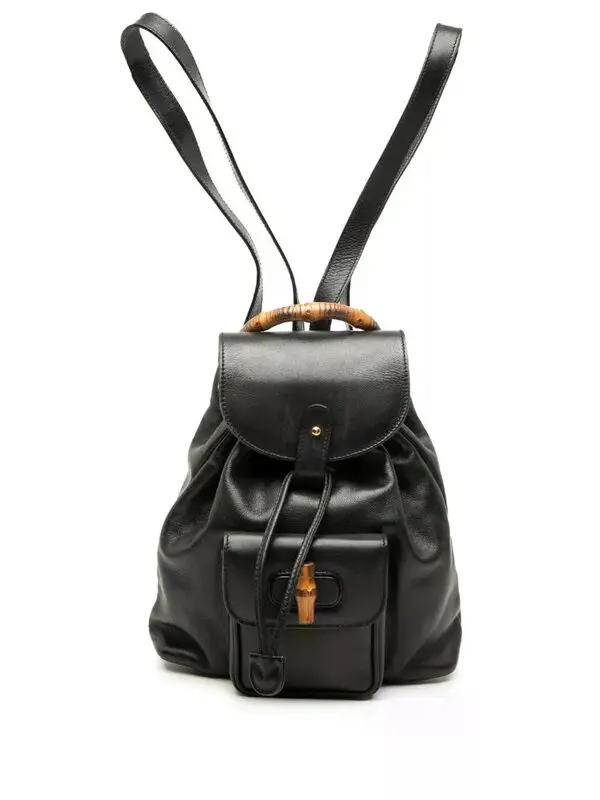 Gucci 20th Century Calfskin Bamboo Drawstring Backpack