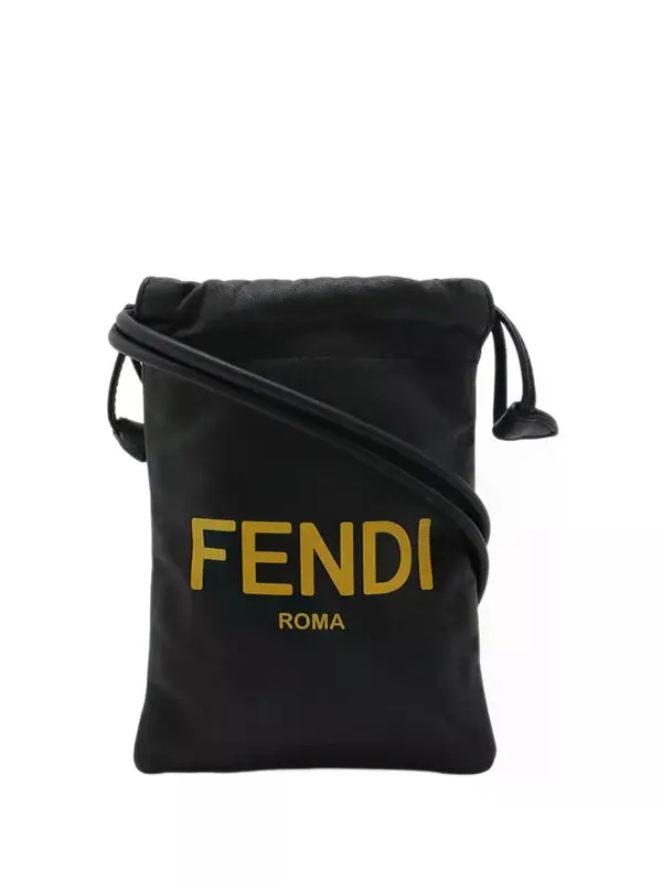 Fendi 2010-2026 Nappa Logo Neck Phone Pouch - Black