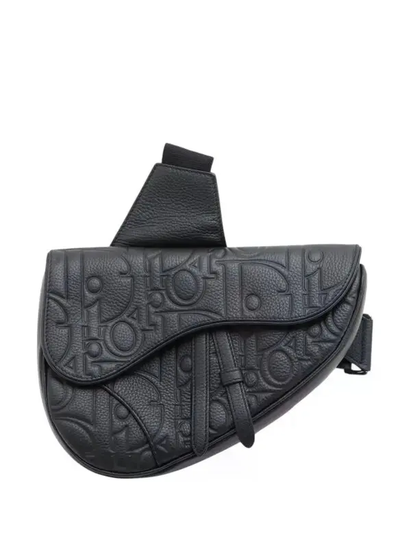 Dior 2023 Gravity Leather Saddle Crossbody Bag - Black