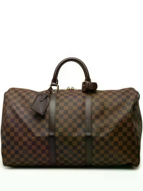 LOUIS VUITTON 2006 Damier Ebene Keepall 50 Travel Bag - Brown