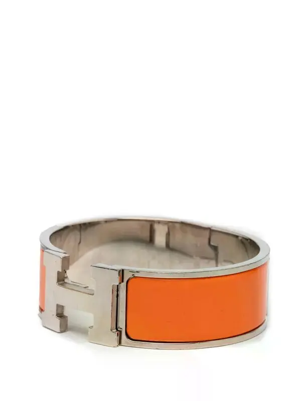 Hermès Enamel And Palladium-plated Metal Clic Clac H Bracelet - Red