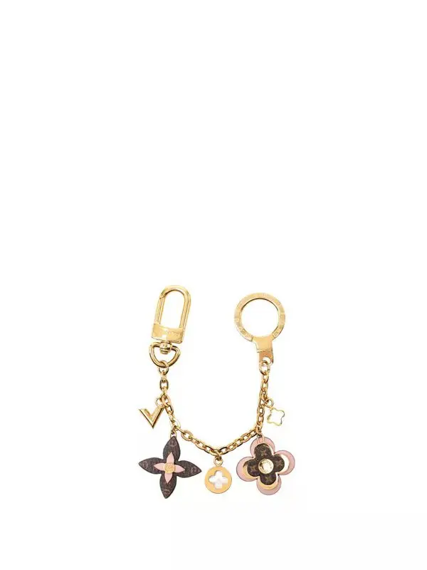 LOUIS VUITTON 2019 Plated Blooming Flowers Chain Bag Charm And Holder Key Chain - Gold