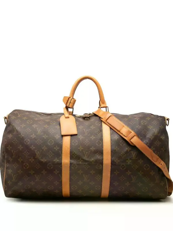 LOUIS VUITTON Monogram Keepall Bandouliere 55 Travel Bag - Brown