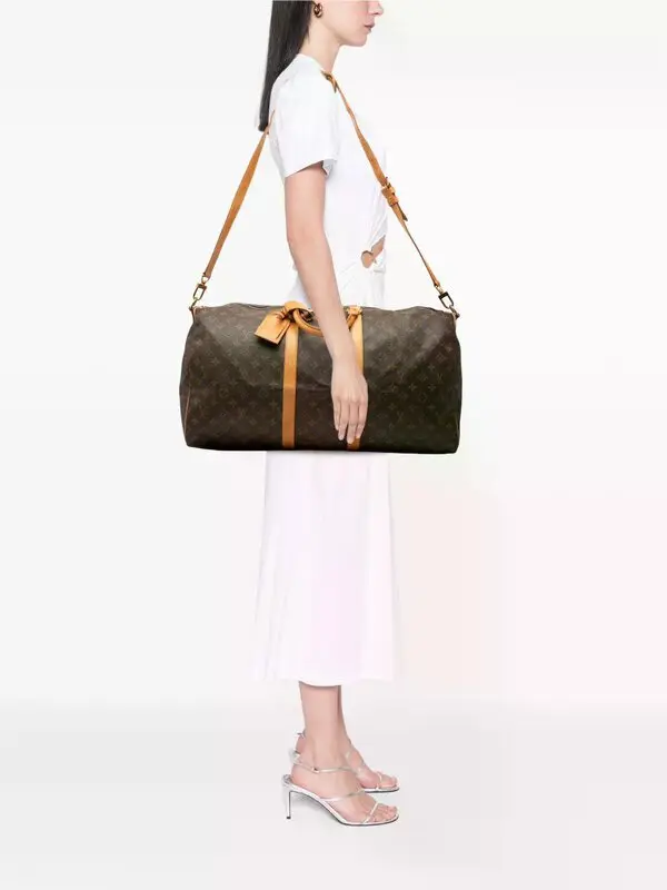 LOUIS VUITTON Monogram Keepall Bandouliere 55 Travel Bag - Brown