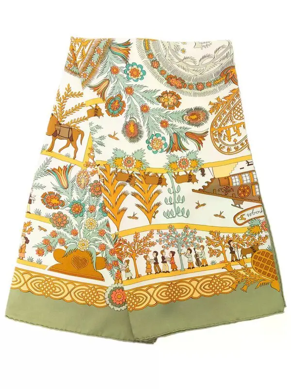 Hermès 1997-2010 Decoupages Silk Scarf 90 Scarves - White