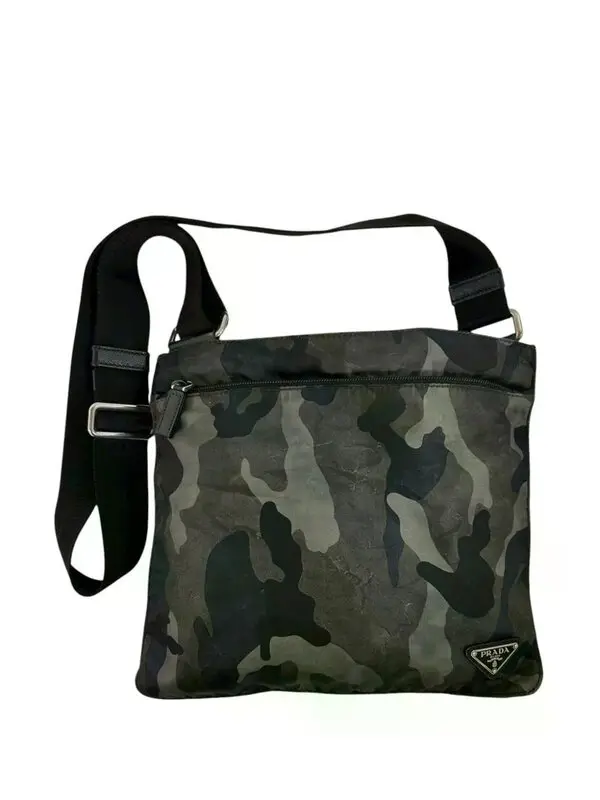 Prada 2013-2026 Tessuto Camouflage Zip Top Crossbody Bag - Black