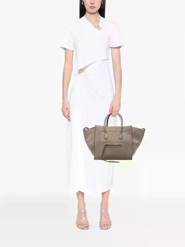 Celine 2012 Medium Croc Embossed Leather Luggage Phantom Tote Bag - Brown