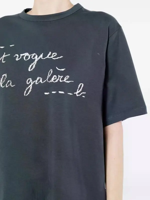 AGNES B. Cotton Slogan Print T-shirt