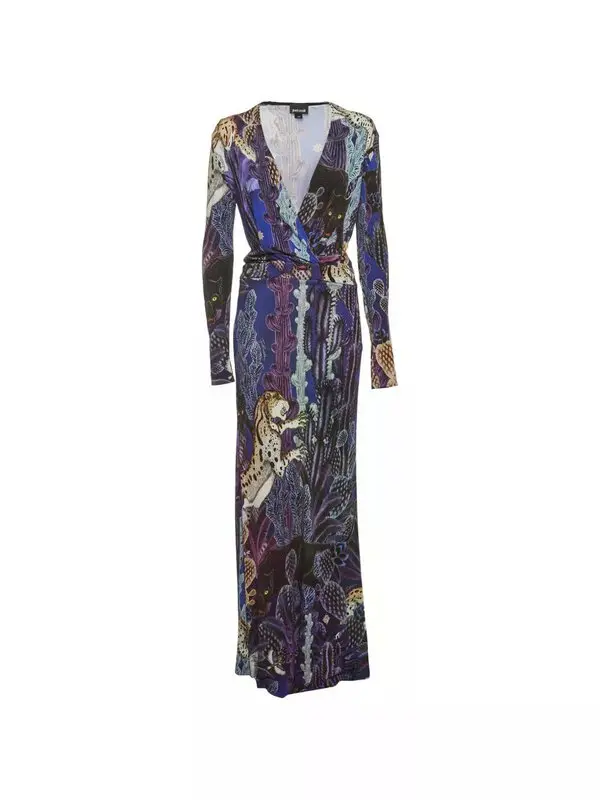 Just Cavalli Printed Long-sleeve Maxi Dress - Blue