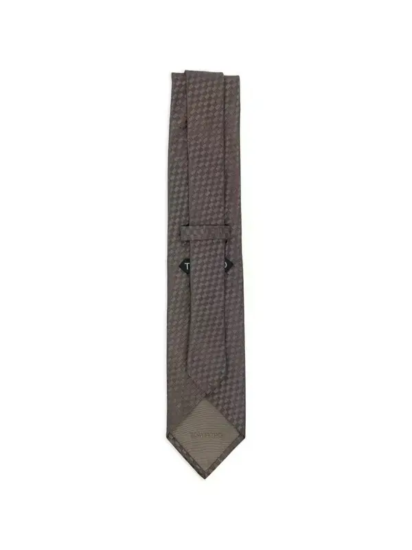 TOM FORD Silk Check Pattern Neck Tie - Brown