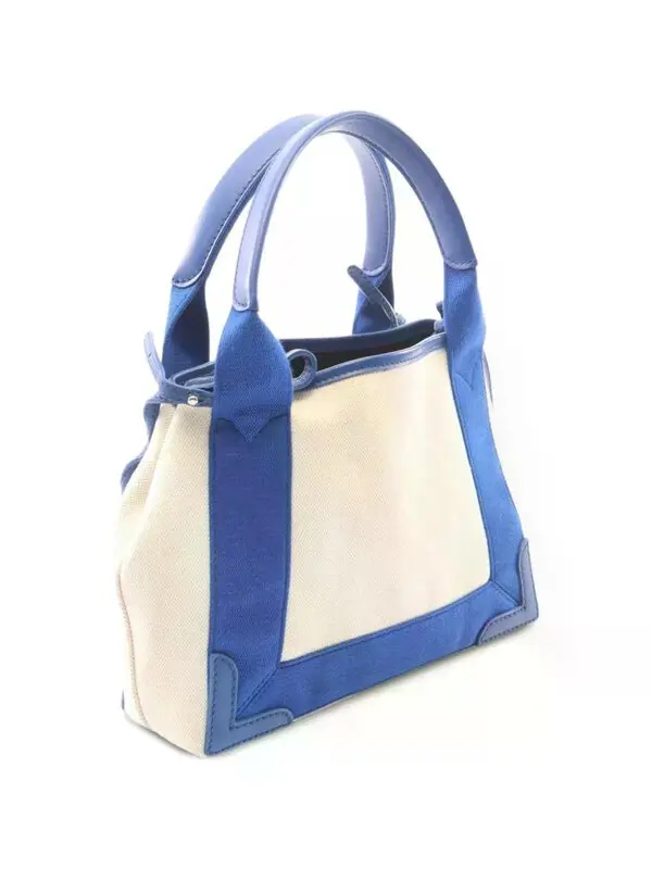 Balenciaga Navy Cabas Tote Bag - White