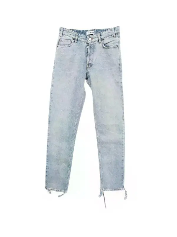 Balenciaga 2010s Distressed Straight-leg Jeans - Blue