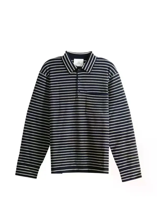 THE ELDER STATESMAN Superlight Striped Long-sleeve Polo Shirt - Blue