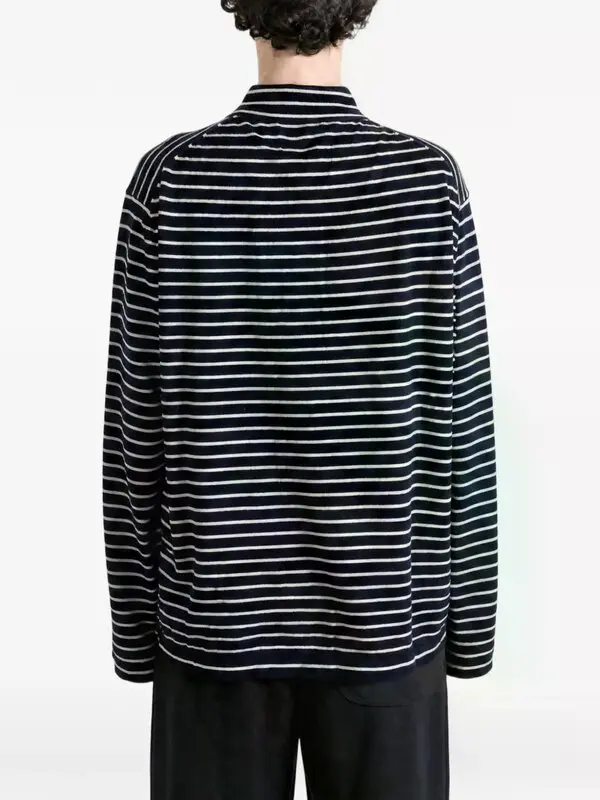 THE ELDER STATESMAN Superlight Striped Long-sleeve Polo Shirt - Blue