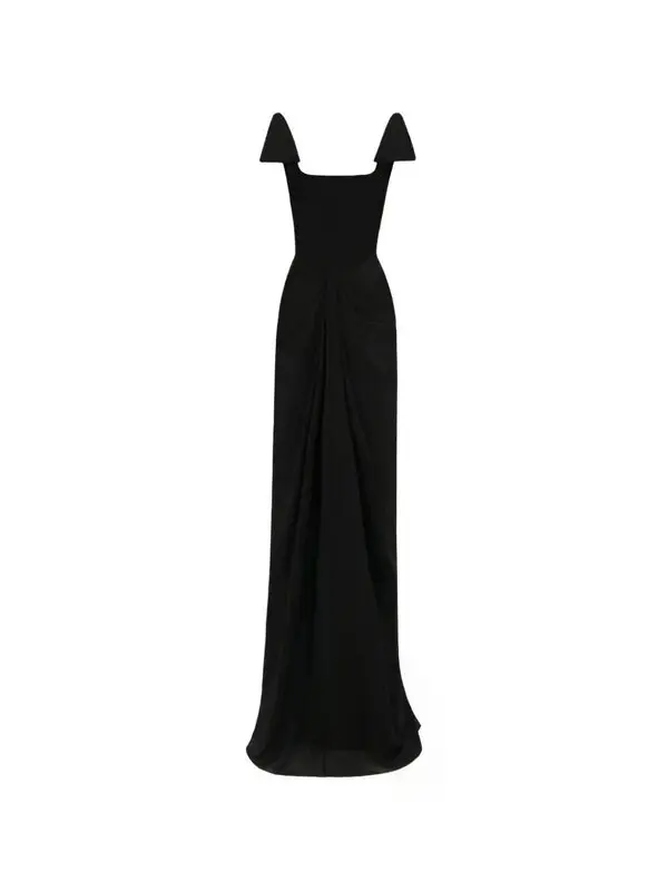 GEMY MAALOUF Squared-neckline Corset Maxi Dress - Black