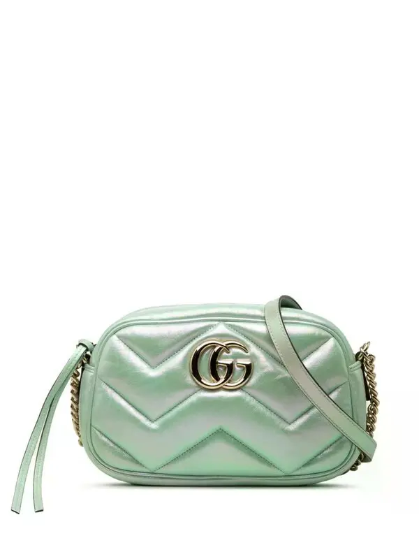 Gucci 2000-2015 Small Gg Marmont Matelasse Iridescent Nappa Crossbody Bag - Green