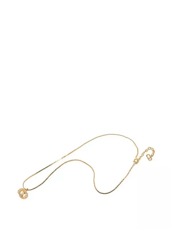 Dior 20th Century Plated Strass Cd Logo Pendant Necklace Costume Necklace - Gold