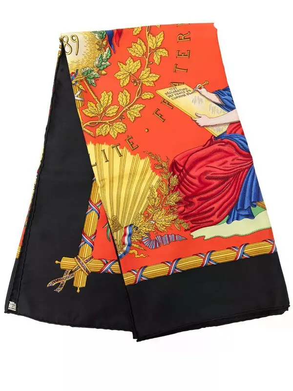 Hermès 20th Century Republique Francaise Liberte Egalite Fraternite 1789 Silk Scarf 90 Scarves - Orange