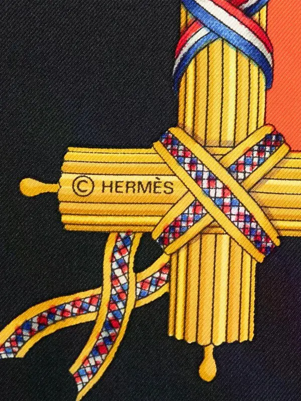 Hermès 20th Century Republique Francaise Liberte Egalite Fraternite 1789 Silk Scarf 90 Scarves - Orange