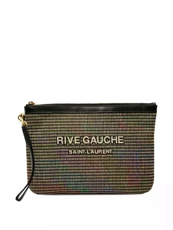 Saint Laurent 2020 Raffia Rive Gauche Clutch Bag - Neutrals