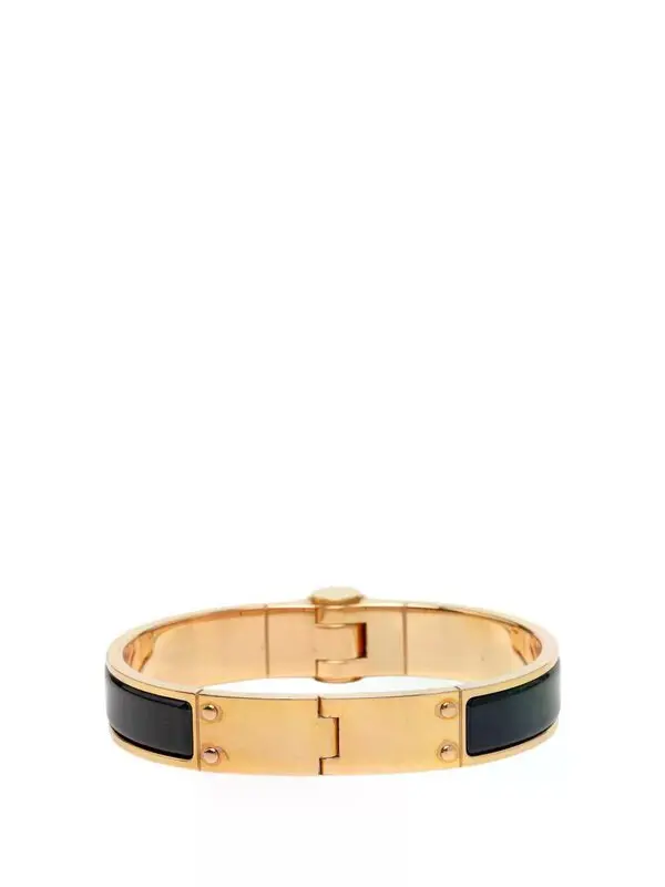 Hermès 2000-2026 Narrow Enamel Charniere Uni Hinged Bracelet Costume Bracelet - Black