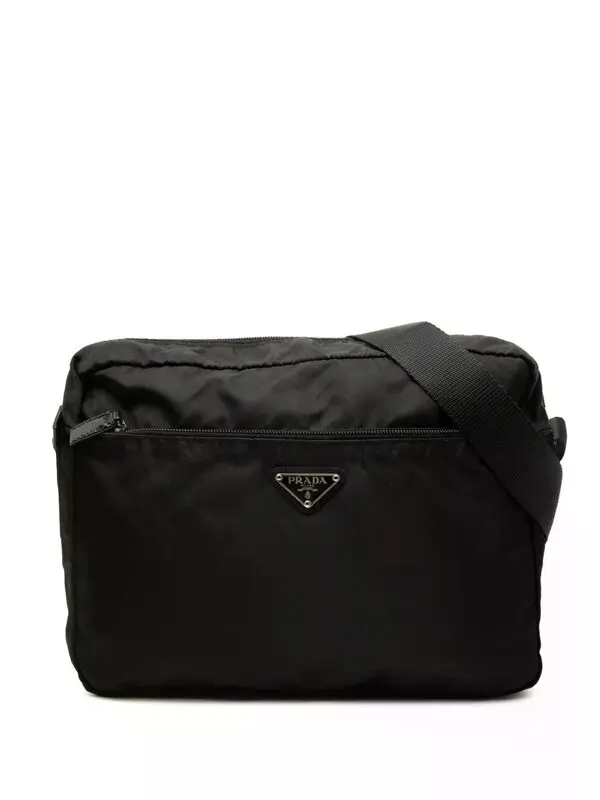 Prada 2000-2013 Tessuto Zip Top Crossbody Bag - Black